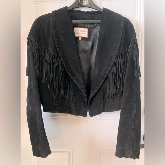 188 West Collection | Jackets & Coats | Black Leather Fringe Short ...
